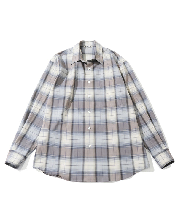 SUPER LIGHT WOOL CHECK SHIRT BLUE GRAY CHECK – TIME AFTER TIME