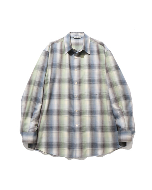 SUPER LIGHT WOOL CHECK SHIRT BLUE GREEN CHECK – TIME AFTER TIME